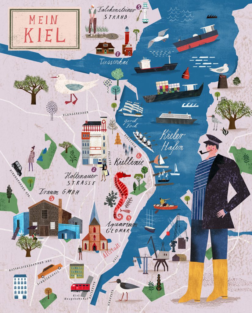 map of Kiel for KURS magazine – Martin Haake Illustrations