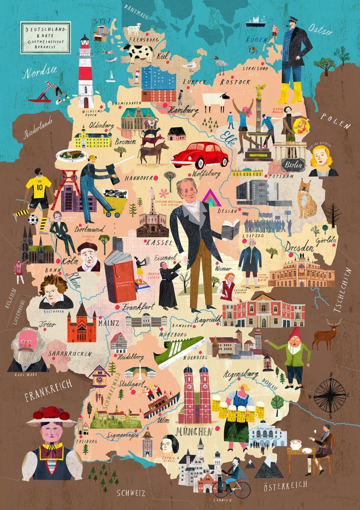 map of Germany for Goethe Institute Bucharest – Martin Haake Illustrations