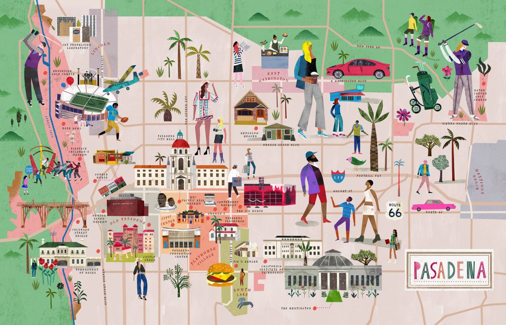 Pasadena map for Los Angeles Magazine – Martin Haake Illustrations